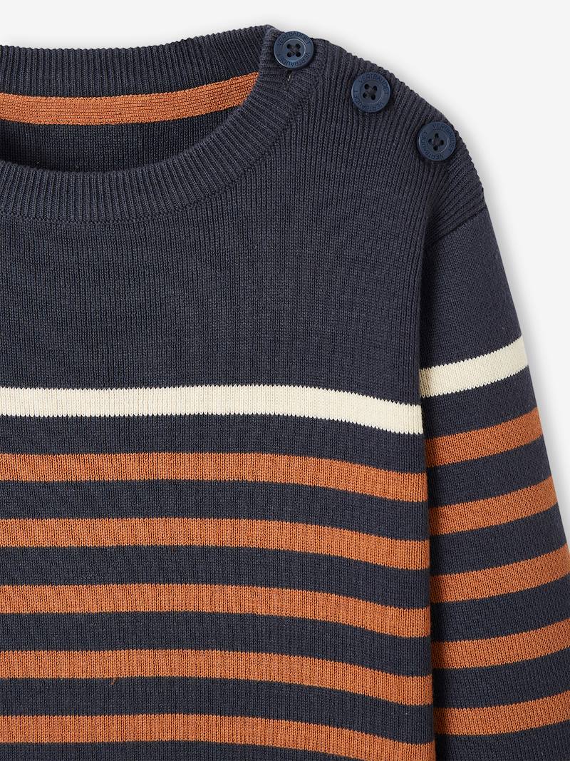 Sailor-Style Striped Jumper for Boys - brown medium striped, Boys ...
