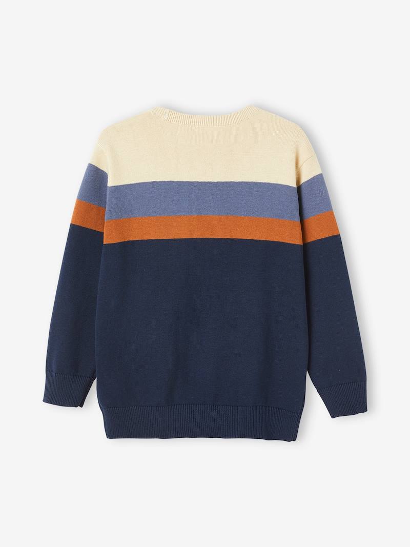 Striped Colourblock Jumper in Fine Knit for Boys - beige light solid ...