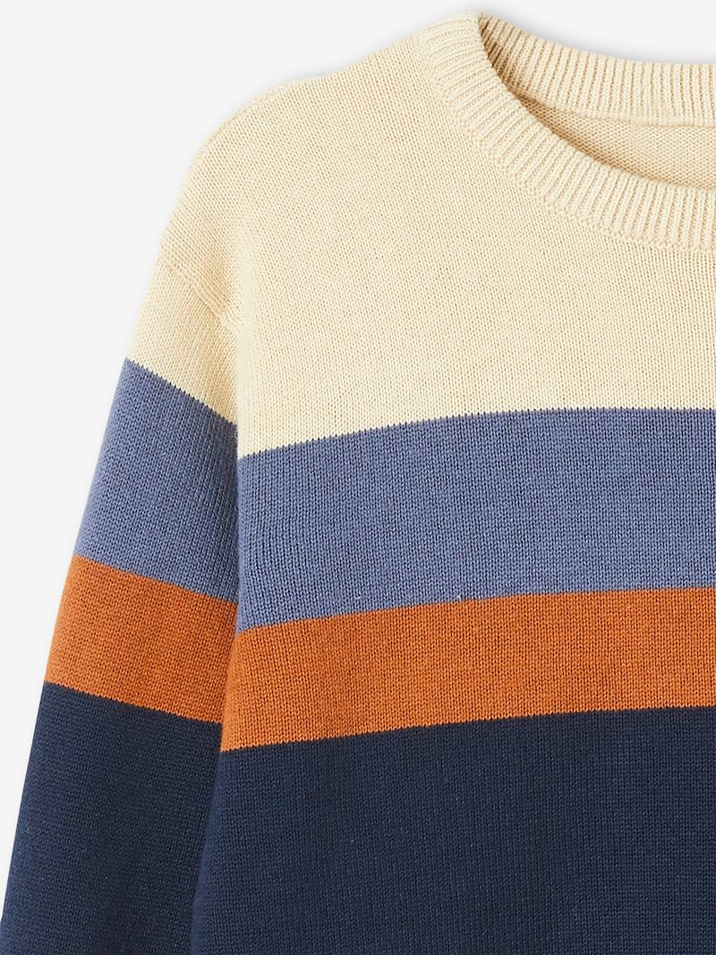 Striped Colourblock Jumper in Fine Knit for Boys - beige light solid ...