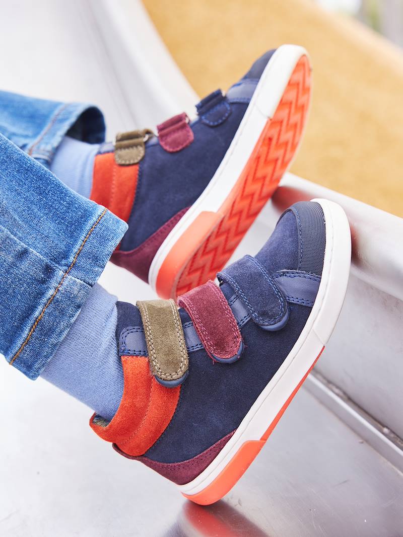 High-Top Leather Trainers for Children, Designed for Autonomy - navy ...
