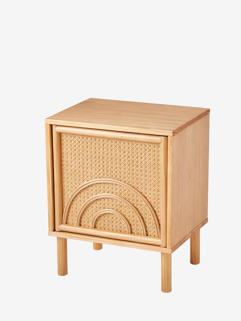 Bedside Table in Wood & Cane, Rainbow - wood, Bedroom Furniture ...