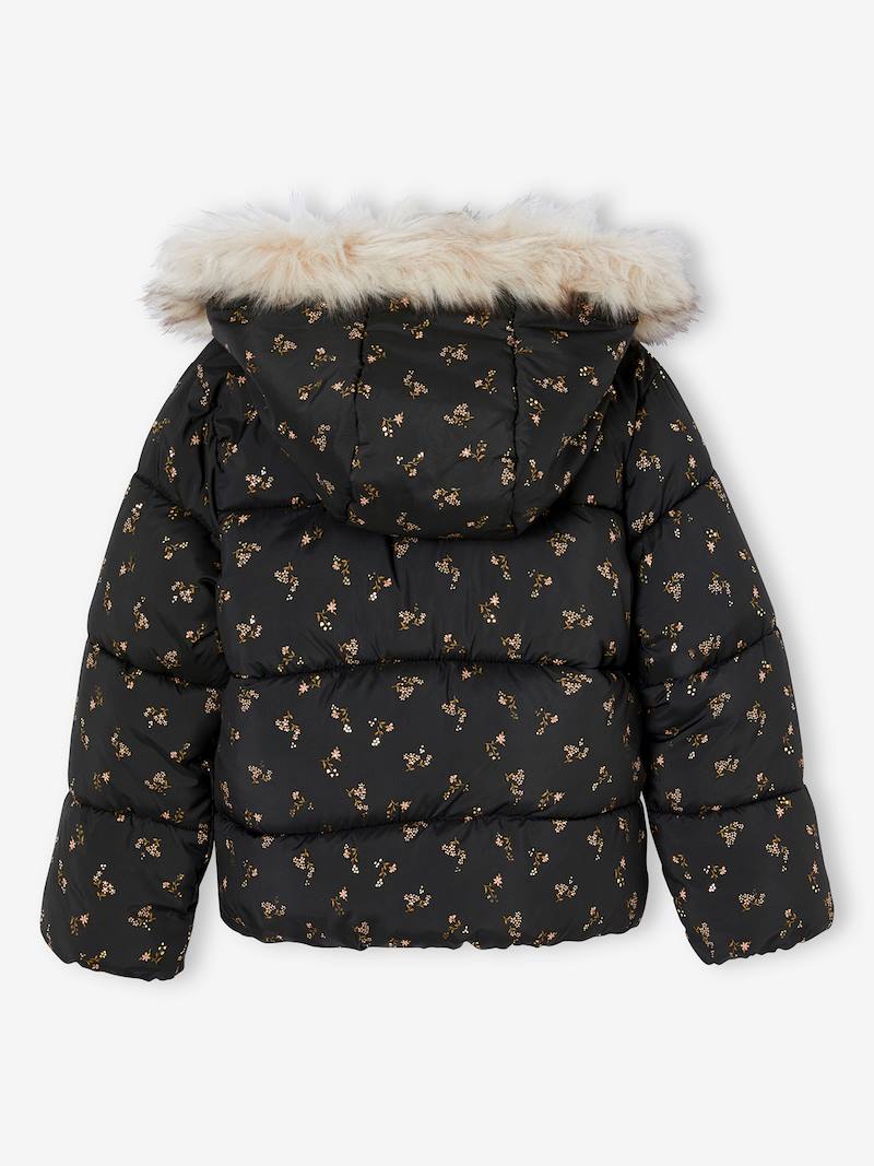 Padded Jacket with Hood & Polar Fleece Lining for Girls - anthracite ...
