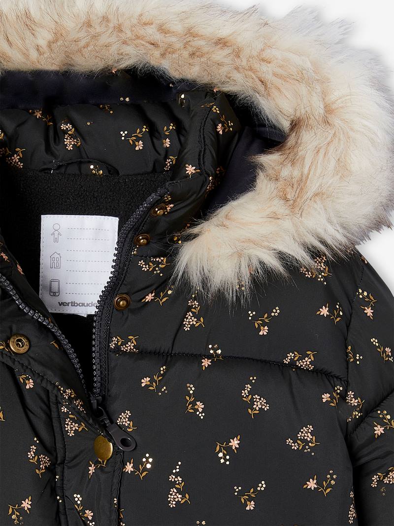 Padded Jacket with Hood & Polar Fleece Lining for Girls - anthracite ...