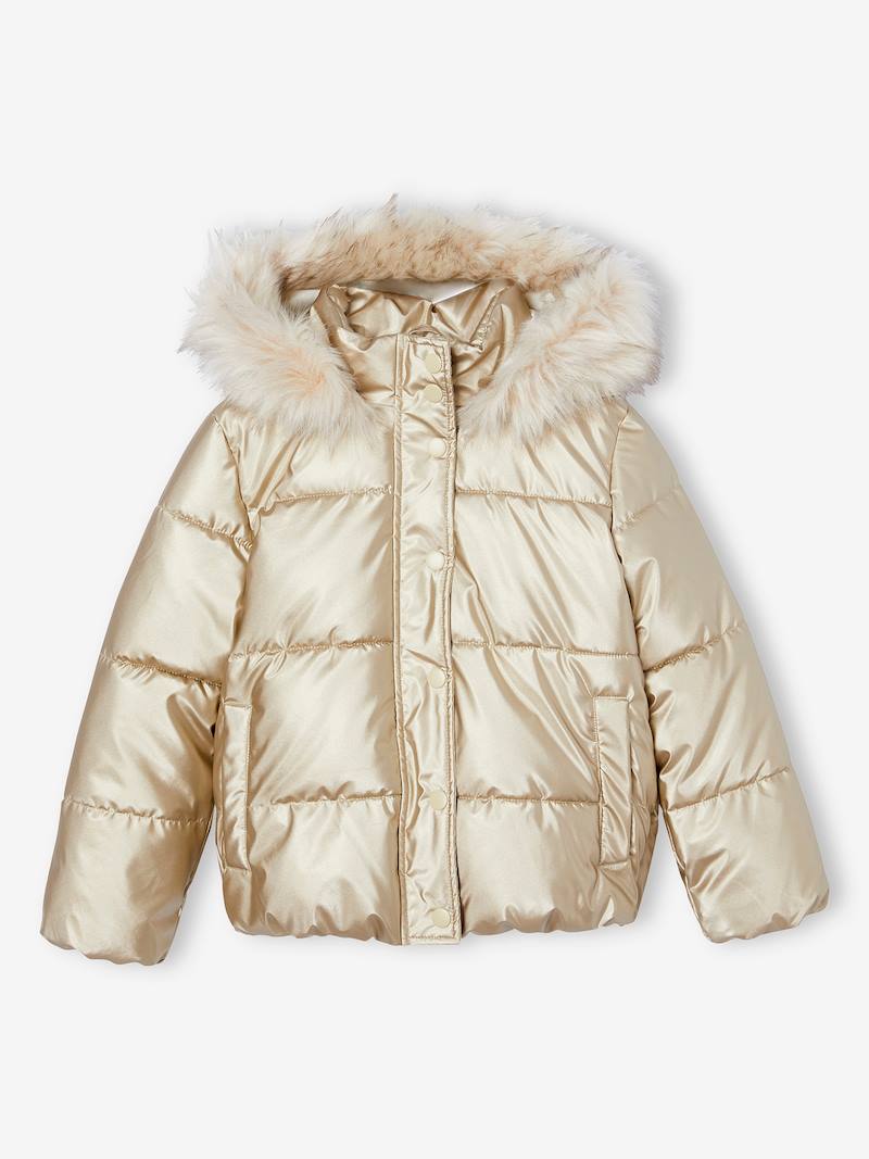 Padded Jacket with Hood & Polar Fleece Lining for Girls - anthracite ...