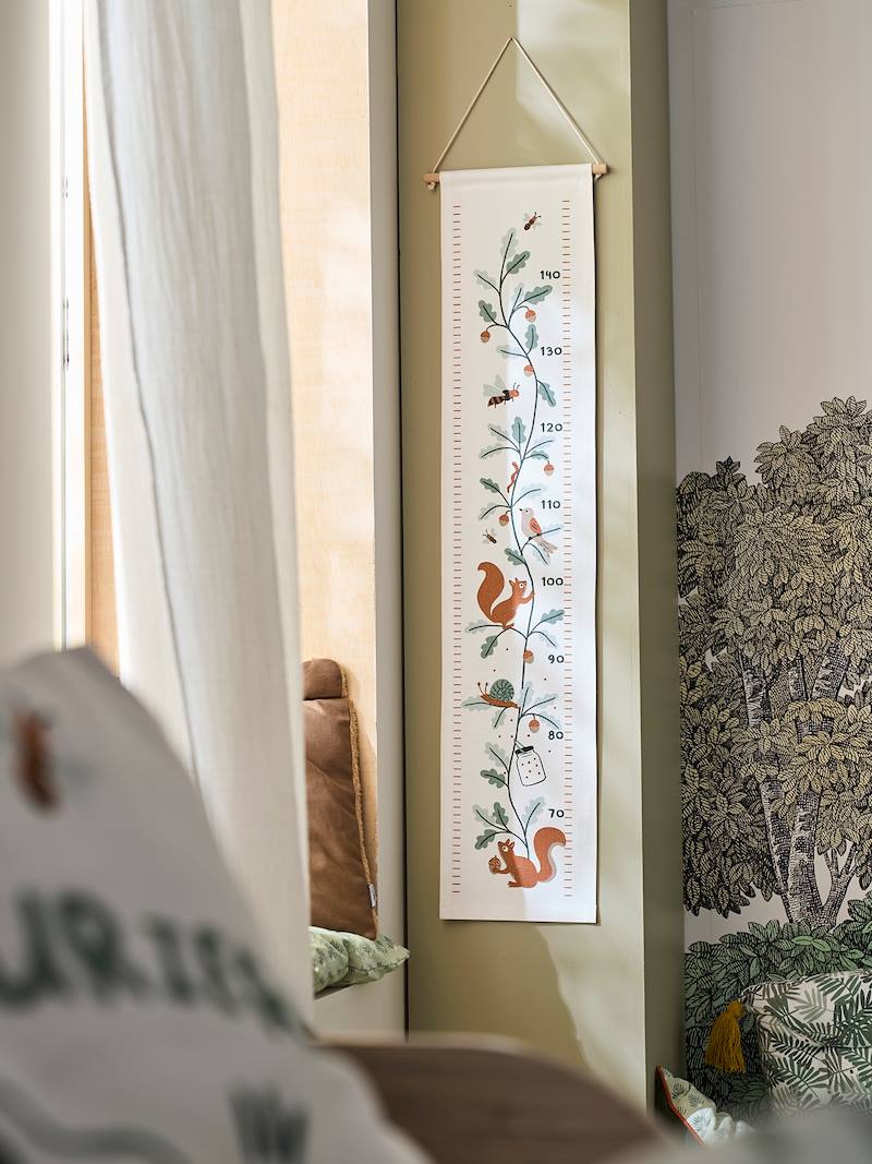 Forest Animals Growth Chart in Fabric - white light solid with design ...