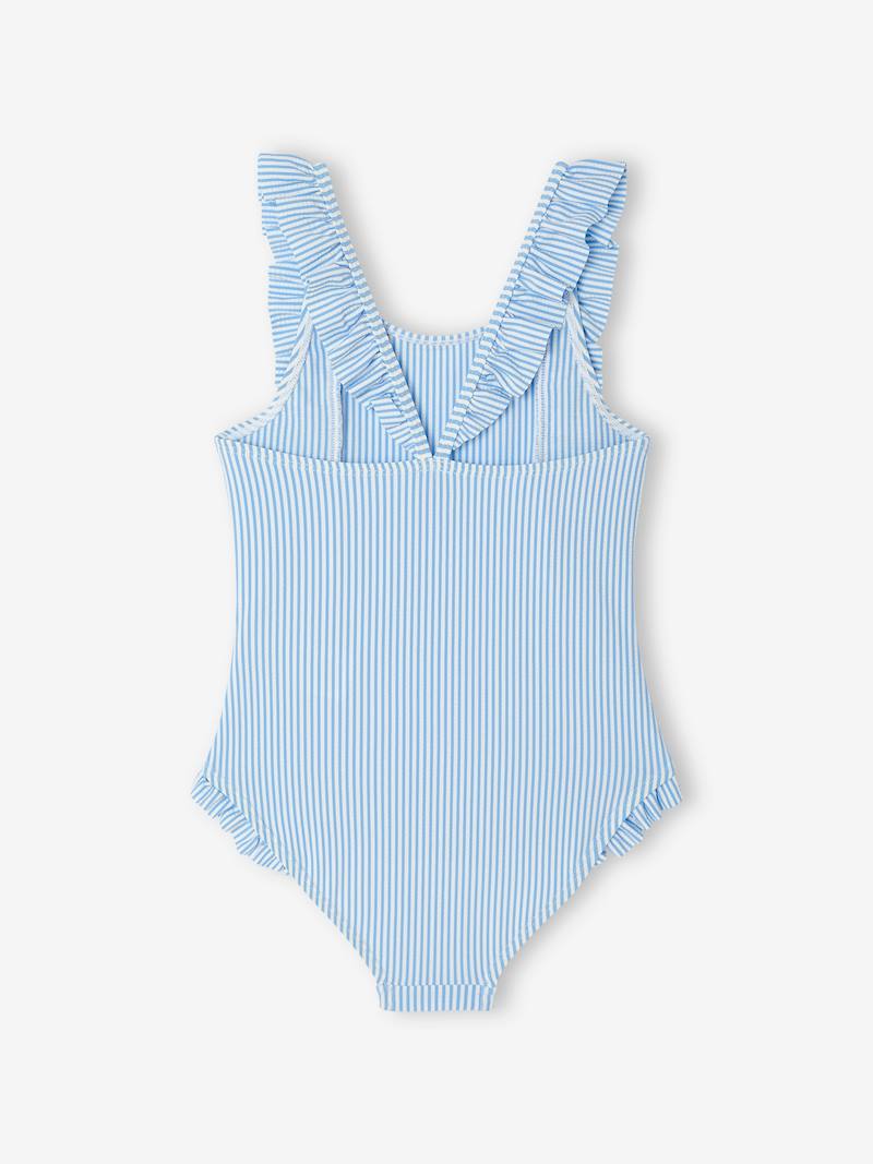 Striped Swimsuit for Girls - sky blue, Girls | Vertbaudet