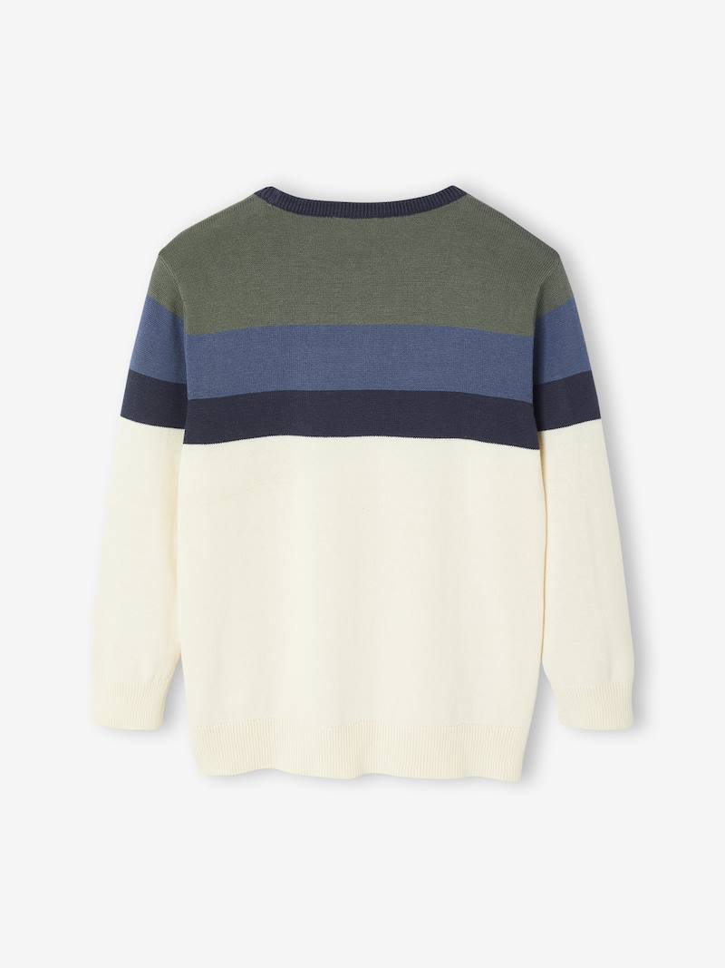 Striped Colourblock Jumper in Fine Knit for Boys - beige light solid ...